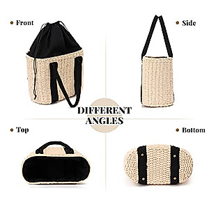 Ynport Women Large Straw Tote Bag Summer Beach Handles Handbag Handwoven Hobo Shoulder Bags Purse for Travel Shopping