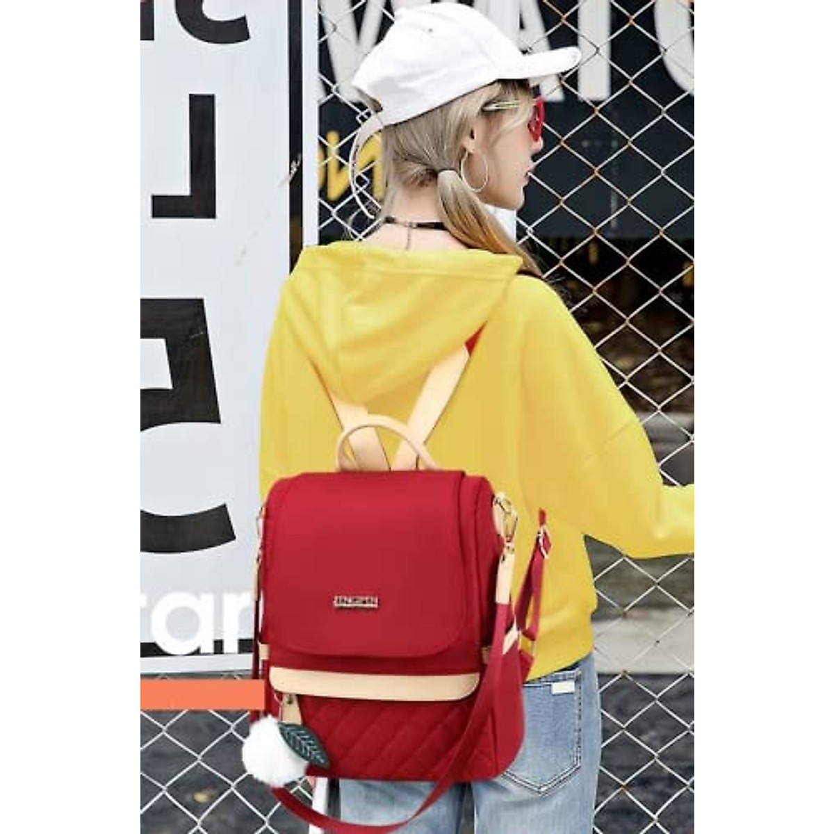 MBVBN Fashion Mochila Solid Color Women Backpack Purse Travel Bag Teenagers School Bags Kawaii (Red)