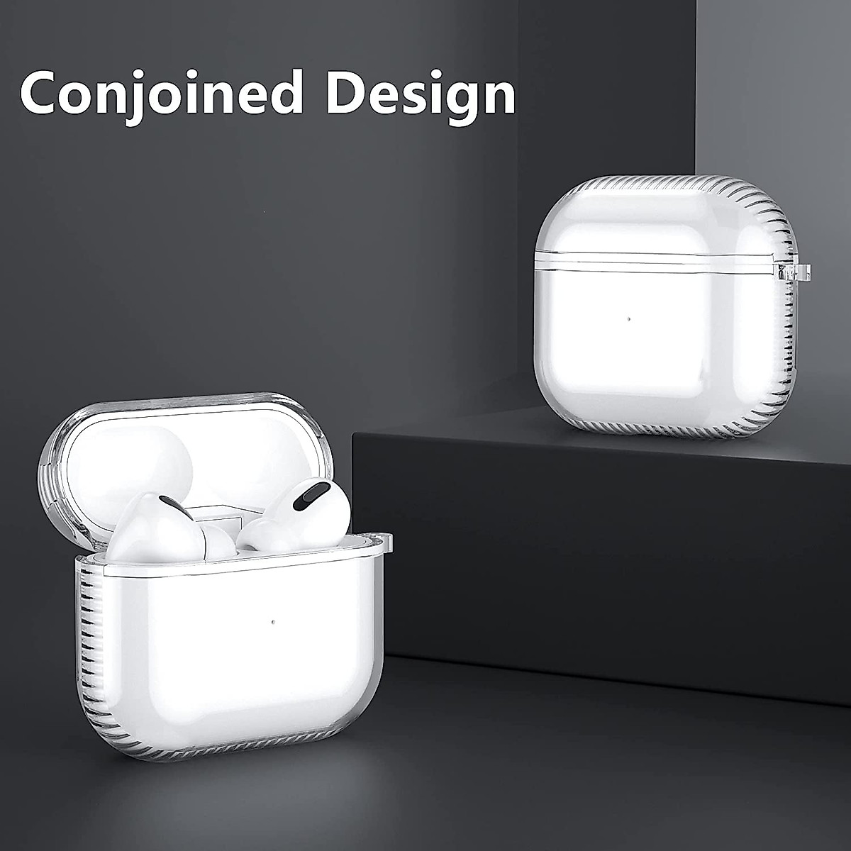 Clear Case for AirPods 3, 2021 Transparent TPU Non-Yellowing Cover with Keychain Conjoined Design Shockproof Rugged Skin Accessories for Airpod 3 Charging Case (Crystal Clear-1)
