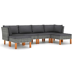 khalery [New Lounge Set - 4-Piece Outdoor Furniture Poly Rattan Set with Gray Cushioned Sofa Weather-Resistant Conversation Set for Garden Poolside Balcony - Stylish and Durable-Gray