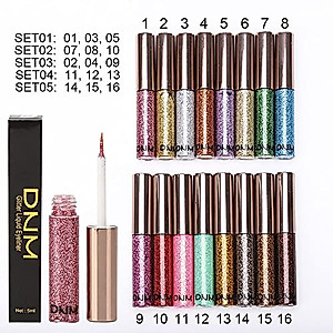 3 Colors Glitter Sparkle Sparkly Sparkling Eyeliner Liquid Makeup Set delineadores de colores, Liquid Glitter Eyeliner Colorful Set Star Gray, Sand Gold, Coffee Golden Shimmer 3Pcs/set(14,15,16#)