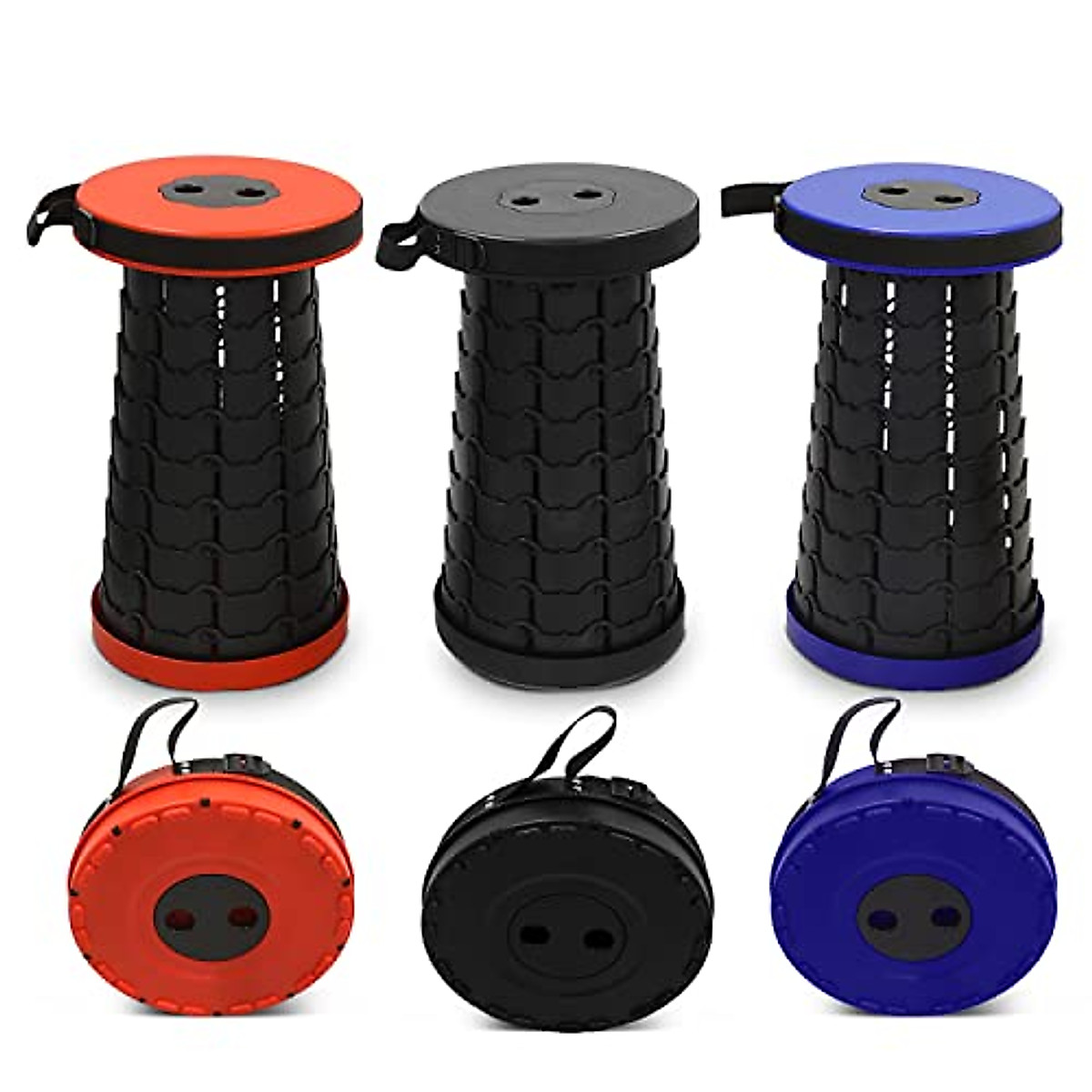 AVAMA Collapsible Seat Stool, Portable & Folding Stool for Adults (Black)