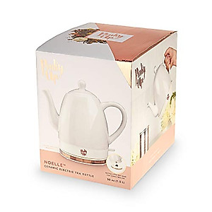Pink Up Noelle Electric Tea Kettle, Gooseneck Kettle, Hot Water Dispenser, Pour Over Coffee, Automatic shut off, Cordless, Electric Teapot, 1.5L, Ceramic, Grey