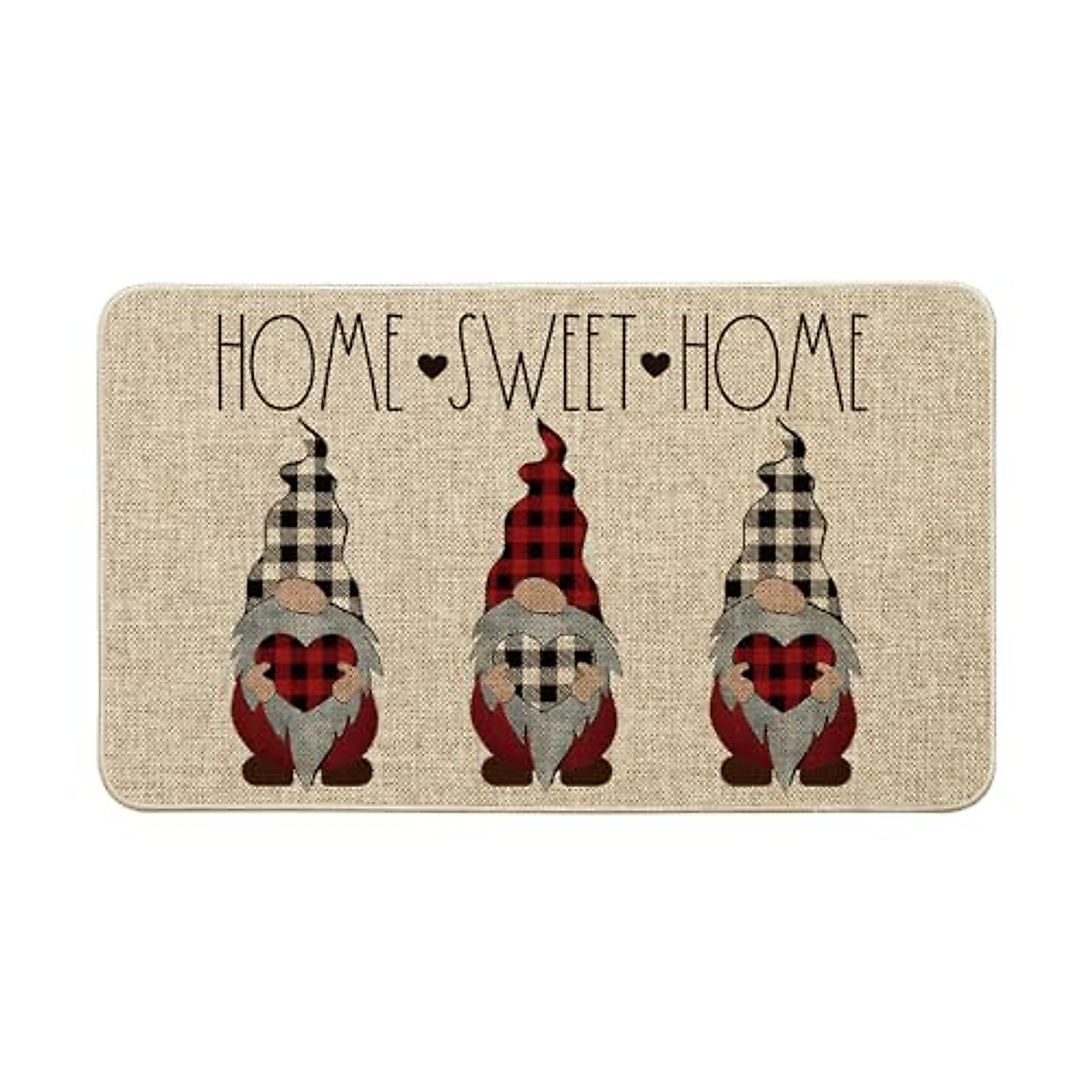 Artoid Mode Home Sweet Home Gnomes Decorative Doormat, Seasonal Holiday Valentine's Day Anniversary Wedding Low-Profile Yard Floor Switch Mat for Indoor Outdoor 17 x 29 Inch