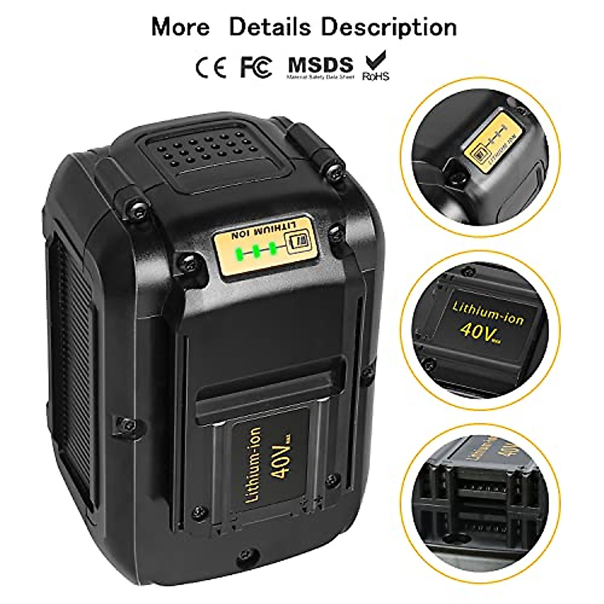 40V 7500mAh Replacement Battery DCB404 DCB406 DCB407 DCB114, Lithium Ion Premium Battery Compatible with Dewalt All 40V MAX Tools