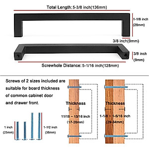 KOOFIZO Solid Square Bar Cabinet Handle - Oil Rubbed Bronze Furniture Pull, 5 Inch/128mm Screwhole Distance, 10-Pack for Kitchen Cupboard Door, Bedroom Dresser Drawer, Bathroom Wardrobe Hardware