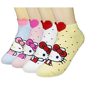 JJMax Women's Hello Kitty Cute Cotton Blend Ankle Socks Set, Lovely Kitty, One Size