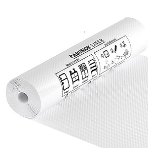 Shelf Liner Drawer Liner White, Waterproof Kitchen Cabinet Liner, 12 x 338 Inch Roll, Non-Slip, Easy to Cut, Washable Pantry Shelves Liners