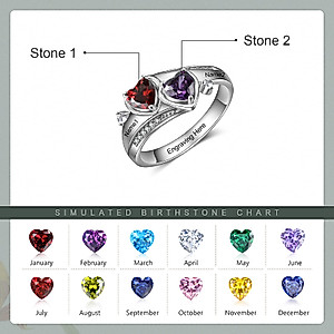 Diamondido Personalized Simulated Birthstones Promise Rings for Her Engraved Names Engagement Rings Bridesmaid Gifts (8)