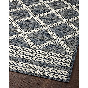 Loloi II Rainier Collection RAI-05 Denim/Ivory, Indoor/Outdoor 7'-10" x 10'-10" Area Rug