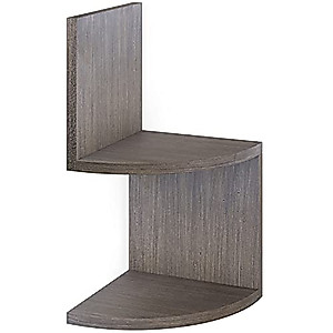 Ballucci 2 Tier Corner Shelf Wall Mount, 7.75" x 7.75" per Tier, Small Wood Floating Corner Shelves for Bathroom, Bedroom, Living Room - Brushed Gray