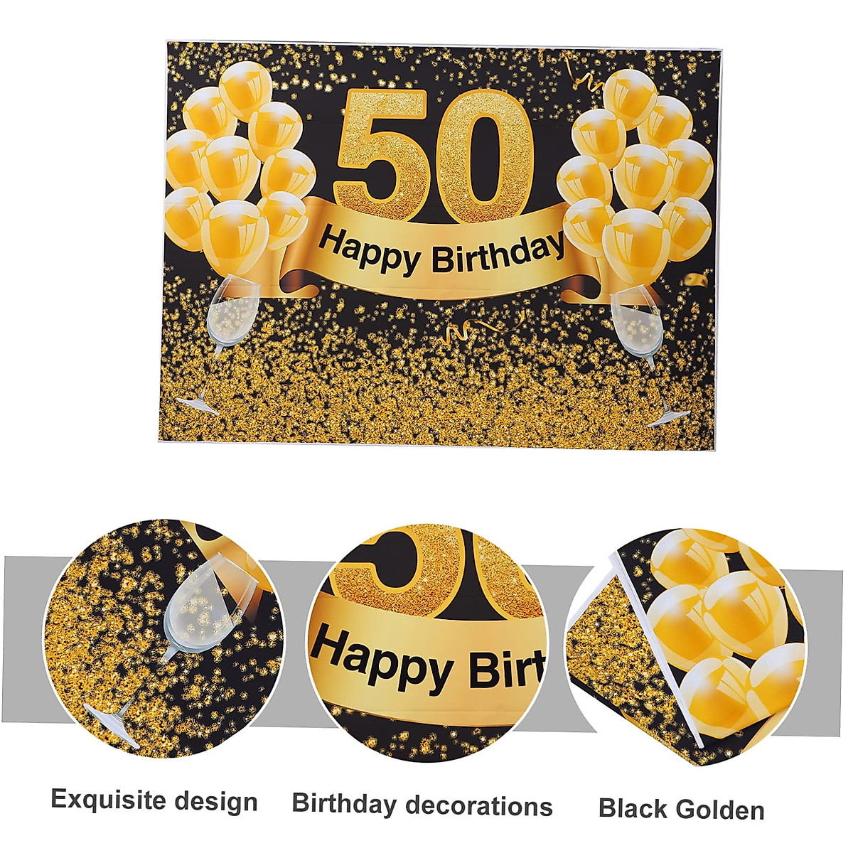 Abaodam Birthday Backdrop 1pc 50 Years Old Background Cloth Poster Vinyl 50th Birthday Poster