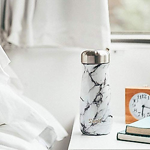 S'well Stainless Steel Traveler - 16 Fl Oz - White Marble - Triple-Layered Vacuum-Insulated Travel Mug Keeps Coffee, Tea and Drinks Cold for 24 Hours and Hot for 12 - BPA-Free Water Bottle