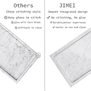 JIMEI Marble Tray Rectangular Vanity Tray and Serving Tray for Bathroom,Kitchen and Coffee Table,Jewelry & Perfume Organizer (Italian Carrara White 11.8 x 7.9 x 0.98in)