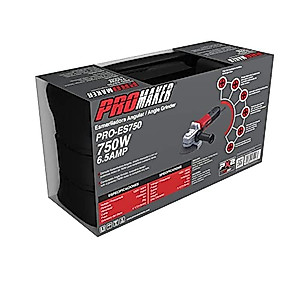 PROMAKER Angle Grinder 6.5-Amp 4-1/2 inch with Protection Googles, Pair of gloves, Two grinding Wheels, Box, Power Grinders tool with two (2) extra Carbon brushes (115mm) 750W. PRO-ES750KIT.