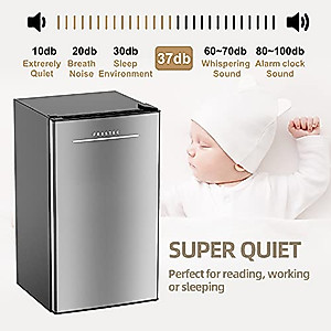 Frestec 3.1 Cu. Ft. Mini Fridge with Freezer, Small Refrigerator, Mini Fridge for Bedroom, Single Door Compact, Energy Saving, Low Noise, Mini Fridge for Office
