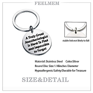 FEELMEM Anesthesiologist Gifts Anesthesiologist Technician Gift CRNAS Gift A Truly Great Anesthesiologist Is Hard To Find Keychain Gift for Anesthetist Doctor Nurse Anesthetist (silver)