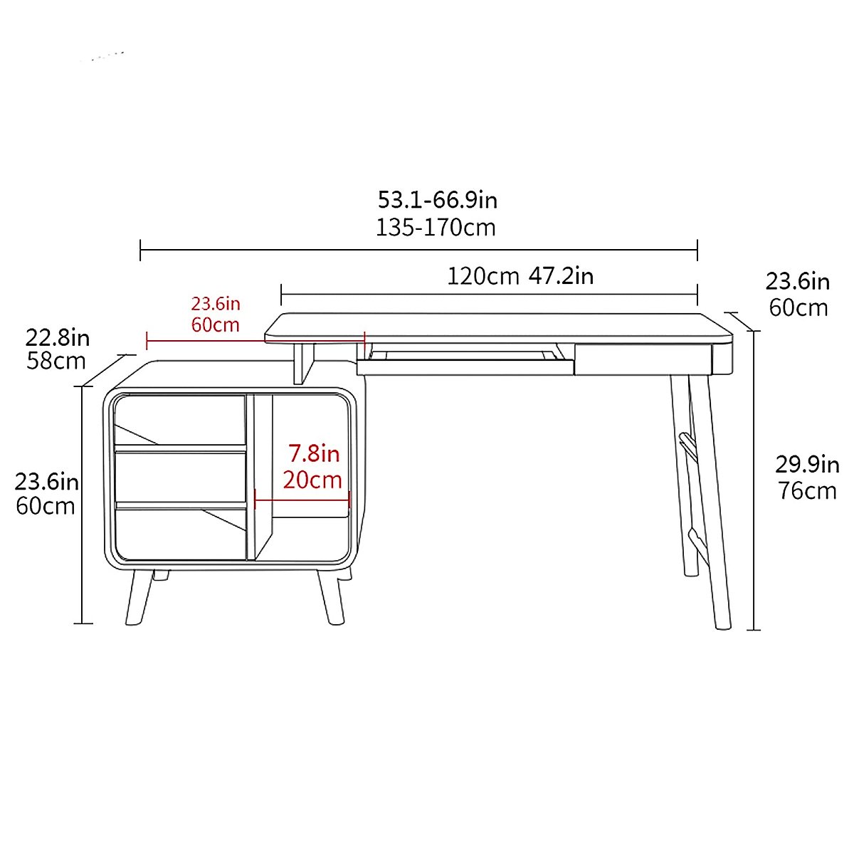 TOMYEUS Study Computer Desk Stable Wooden Desktop PC Desk with Lockers, Drawers and Keyboard Tray Modern Home Working Study Table Scalable Study Room Workstation Home Office Writing Desk