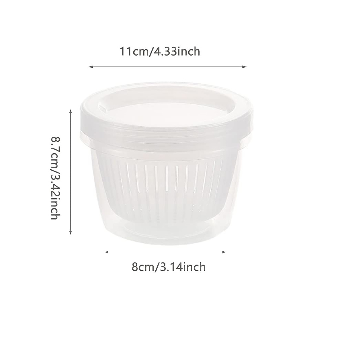 UtySty 4 Pack Onion Keeper Onion Saver Storage Container 2 Layer with Strainer Odor-Free 0.5L Holder Organizer for Refrigerator Chopped Ginger Garlic Fridge Berry Blueberries Tomato Avocado Lemon