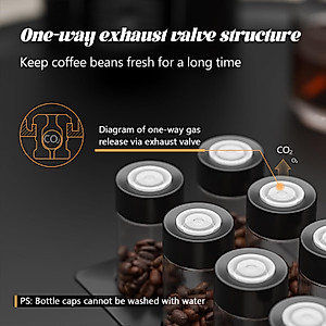 VZONE Coffee Bean Cellar Tubes Single Dose Glass Coffee Container with Hopper 8 Tubes with Exhaust Valve