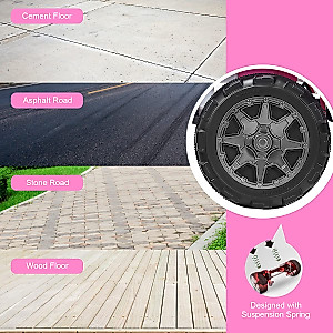 HONEY JOY 2 Seat Ride On Truck, 12V Off-Road Ride On Car with Remote Control, Slow Start, Spring Suspension, LED Lights, Music, 3 Speeds, Battery Powered Electric Vehicle for Two Kids(Pink)