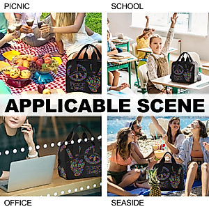 Oarencol Peace Love Symbol Two Fingers Hippie Colorful Insulated Lunch Tote Bag Reusable Cooler Lunch Box with Shoulder Strap for Work Picnic School Beach