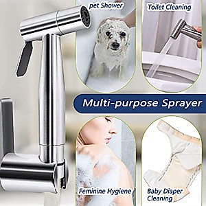 Handheld Bidet Sprayer Toilet Kit - Water Tank Hook and 59in ABS Flexible Telescopic Shower Hose