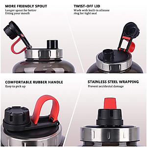 GEEKERBUY 0.9 Gallon Water Bottle Sports Water Jugs Robust 108oz Large Reusable Water Bottles Leak Proof Motivational Plastic Drinking Container for Sport Travel Camping Outdoor