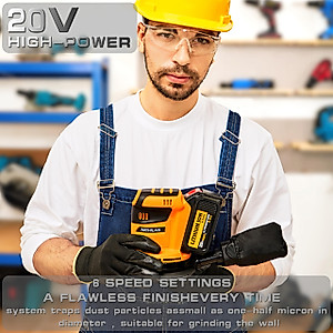 Nichilas Random Orbital Sander Cordless Brushless Motor 6 Speeds Max 13500RPM, 5” Electric Sander with Dust Collector for Dewalt Battery, (Battery Not Included)