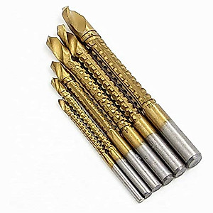 6pcs Titanium Twist 3-8mm Saw Drill Bit Set with Center Punch Tool, High Speed Steel Pulling Carpenter Wood Metal Plastic Cutting Hole Sawtooth Twist Bits Groove Drills Tool