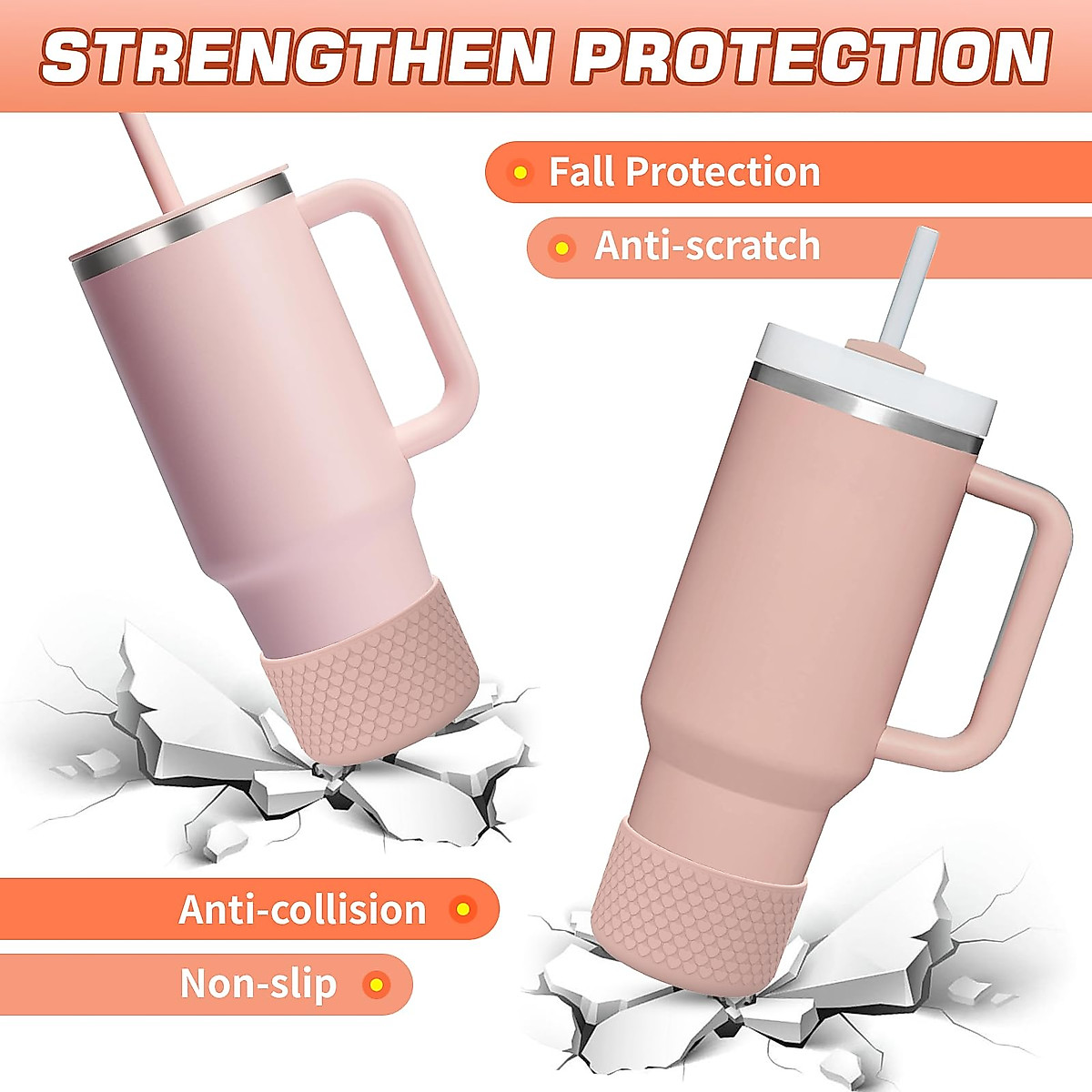 WUQID Heart Shaped Texture Silicone Boot Compatible with Stanle Quencher H2.0 IceFlow Flip 20oz 30oz 40oz,Hydroo Flask 12-24oz (Pink Dusk, ‎Fits Hydro 12-24oz / Stanle 20-40oz Tumbler)