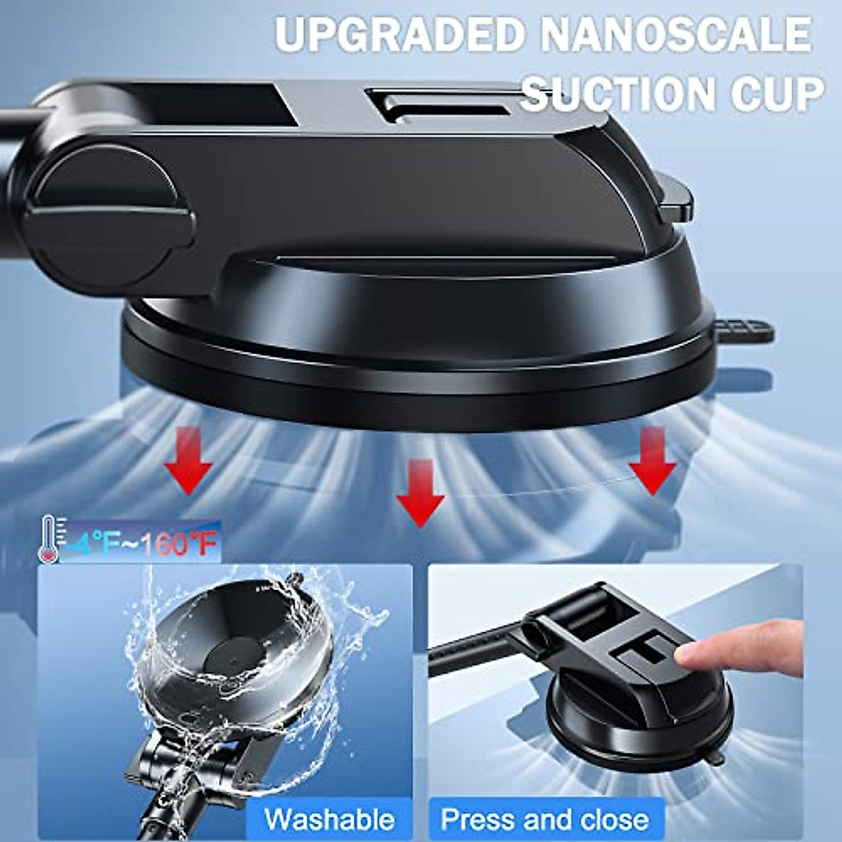 Wall Phone Holder,xuenair Mirror Phone Holder Mount Stand,Reusable Suction Cup Phone Holder for Bathroom Wall Kitchen Car Compatible with All Phones for Tiktok YouTube Make Up