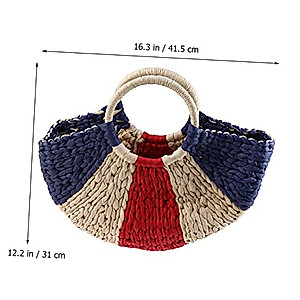 VALICLUD Handmade Travel Women's Tote Moon-shaped Summer Handbag Ladies Fashion Woven Bag Bags Beach Straw Shopping