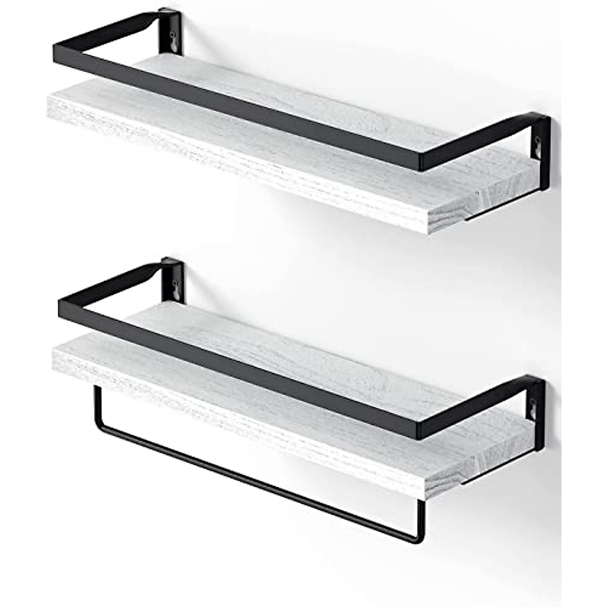 Allkartz Bathroom Rack | Pine Wooden Wall Shelf | Bathroom Organizer | Bathroom Shelf for Wall | Wooden Shelf Set of 2 for Living Room , Bedroom , Kitchen , Bathroom | (White)