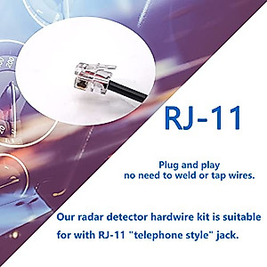 maierke 13FT RJ11 Style Radar Detector Hardwire Kit,Quick Connection Plug and Play Cord Cable Set,Include Fuse M1-Q-014