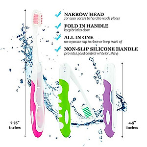 Lingito Bulk Travel Toothbrush, Folding, Built in Toothbrush Cover, Individually Wrapped , Camping, Hiking (25 Pack Medium)