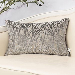 Yangest Grey Throw Pillow Cover Velvet Cushion Cover Branches Rectangular Pillowcase for Sofa Couch Bedroom Living Room, 12x20 Inch