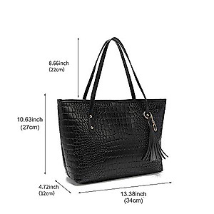 Tiwougel Women Purses and Tote Shoulder bag big Capacity Tassel Handbag-Leopard