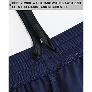 MIER Men's Quick-Dry Athletic/Soccer/Basketball Shorts Without Pockets No Liner Running Workout Training Active Shorts, Navy, L