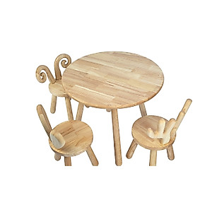 Wooden Toddler Table, Naturally Finished Solid Hardwood,Kids Stool Chair, Handmade, for Playroom, Nursery, Preschool, bedroom, Kindergarten Eating, Reading, Playing, Boys Girls Age 2+ (1, Round Table)