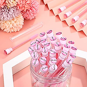 30 Pieces Disposable Eyebrow Brushes with Tubes Mascara Wand Tube Brushes Eyelash Mascara Brushes Diamond Eyelash Tubes with Transparent Cylinder Packaging for Women Girls Makeup (Pink)