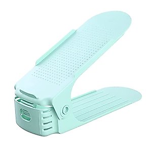 Shoe Slots Space Saver for Closet Organization, Adjustable Shoe Saver for Double Deck Shoe Rack Holder, Multiple Colors Available, Pack of 5 (Color : Green)
