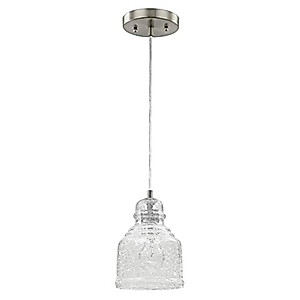 Westinghouse Lighting 6309200 One-Light, Brushed Nickel Finish with Clear Crackle Glass Indoor Mini Pendant, White