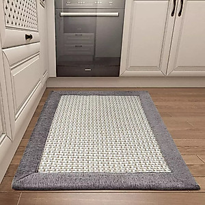 What-Essentials: Waterproof Machine Washable Kitchen Mat. Non-Skid Kitchen Mat. for in Front of Stove and Sink. Two Piece Combo Set. Anti-Fatigue Mat. Easy to Clean Rug. Stain Resistant Kitchen mat