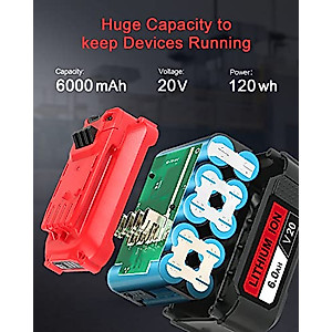 Bslite Replacement for Craftsman 20V Battery 6.0Ah CMCB206 Fit for Craftsman V20 20V Max Battery CMCB204 CMCB202 CMCB209 Compatible with Craftsman Battery 20V Tools and Charger（2Packs）