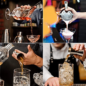 Cocktail Mixing Glass, veecom 18oz Crystal Mixing Glass Bartender Kit, 3 Piece Old Fashioned Cocktail Set with Strainer, Jigger, Bar Tools Cocktail Shaker Set, Cocktail Mixer Stirring Glass