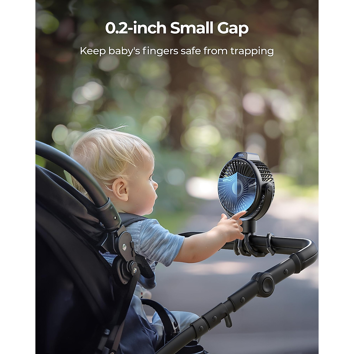 Koonie Astronaut Baby Fan for Stroller, Car Seat Cooling Fan Clip-on with Flexible Tripod, Rechargeable Battery Operated Mini Fan,3 Speeds Strong Airflow (blue)