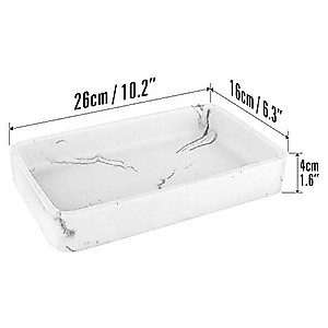 Luxspire Marble Bathroom Tray Rectangle Vanity Tray, 10 x 6 inch Large Perfume Tray Makeup Perfume Jewelry Ottoman Bath Tub Toilet Paper Organizer, Serving Storage Tray for Dresser Kitchen Countertop