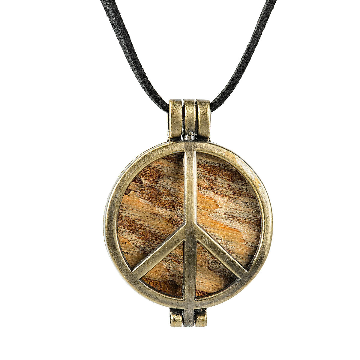 Original 1969 Woodstock Piece of Stage Encased Inside a Bronze Peace Pendant Necklace for Music and History Lovers