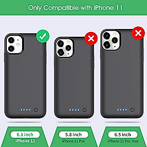 VOOE Battery Case for iPhone 11, Upgraded 6800mAh Extended Rechargeable Charging Case Protective Portable Battery Pack for iPhone 11 External Charging Cover 6.1 inch Smart Case - Black